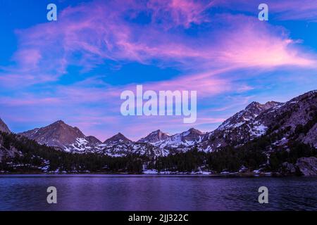 Evening light on Bear Creek Spire from Long Lake, John Muir Wilderness ...