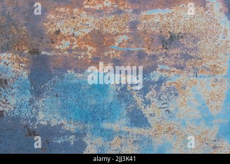 Rusty scratched peeling outdated metallic texture steel weathered blue ...