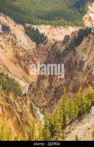 Beautiful river landsacpe around Grand Canyon of Yellowstone at Wyoming ...