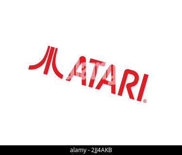 Atari, rotated logo, white background Stock Photo - Alamy