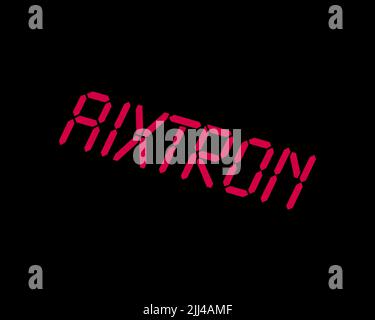 Aixtron, rotated logo, black background Stock Photo - Alamy