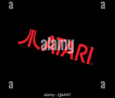 Atari Interactive, rotated logo, black background Stock Photo - Alamy