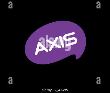 Axis Telecom, rotated logo, black background B Stock Photo - Alamy