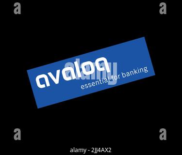 Avaloq, rotated logo, black background B Stock Photo - Alamy