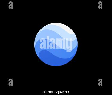 Google Earth, rotated logo, black background B Stock Photo - Alamy