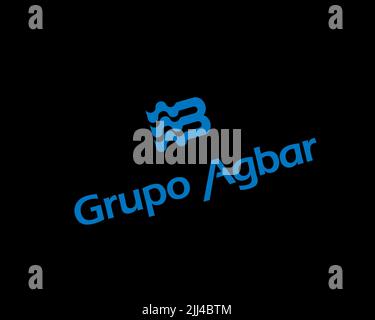 Grupo Agbar, rotated logo, black background B Stock Photo - Alamy
