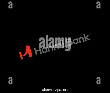 Hanmi Bank, rotated logo, black background B Stock Photo - Alamy