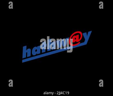 Hathway, rotated logo, black background B Stock Photo - Alamy