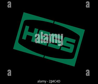 Hess Corporation, rotated logo, black background Stock Photo - Alamy