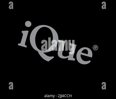IQue, rotated logo, black background Stock Photo - Alamy