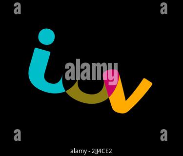 ITV plc, rotated logo, black background Stock Photo - Alamy