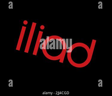 Iliad SA, rotated logo, black background Stock Photo - Alamy