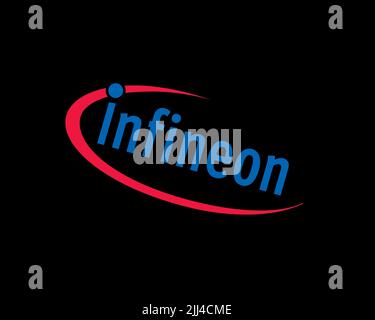 Infineon Technologies Austria, rotated logo, black background Stock ...