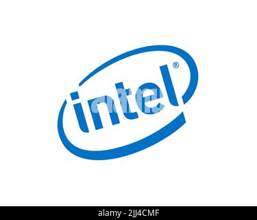 Intel, rotated logo, white background Stock Photo - Alamy