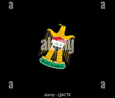 Iraqi Post, rotated logo, black background Stock Photo - Alamy