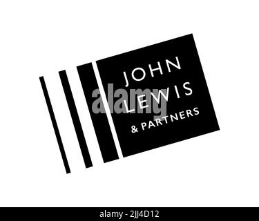 John Lewis & Partners, rotated logo, white background B Stock Photo - Alamy