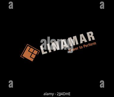 Linamar, rotated logo, black background B Stock Photo - Alamy