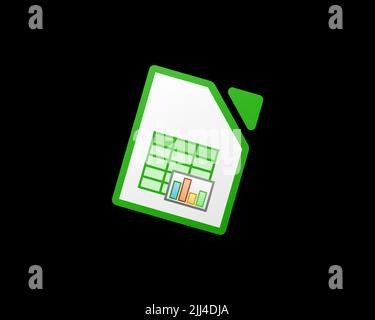 LibreOffice Calc, rotated logo, black background Stock Photo - Alamy