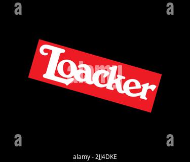 Loacker, rotated logo, black background Stock Photo - Alamy