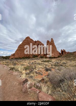 Photo of rock fins on Sand Dune Trail in Arches National Park located ...