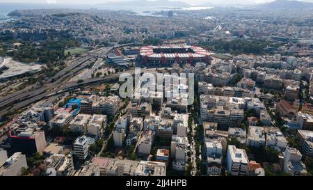 Aerial view of stadium Karaiskakis of Olympiacos football team at Neo ...
