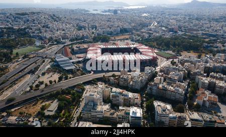Aerial view of stadium Karaiskakis of Olympiacos football team at Neo ...