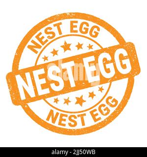 NEST EGG word written on blue round postal stamp sign Stock Photo - Alamy