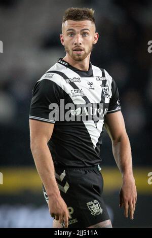 Jack Walker #36 of Hull FC celebrates after scoring a try with Darnell ...