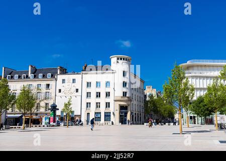 Portier, France - April 26, 2022: Central market square in Portier in ...
