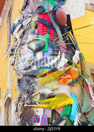 Half rabbit sculpture by Bordalo II in Gaia near Porto, Portugal Stock ...