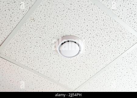 smoke detector in the ceiling, emergency fire alarm at an apartment's ...