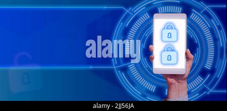 A Hand Holding A Tablet With Lock Presenting Privacy In Data And ...