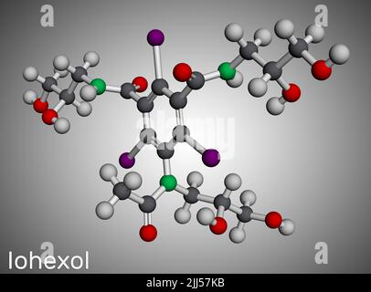 3d render of atom structure of iodine isolated over white background ...