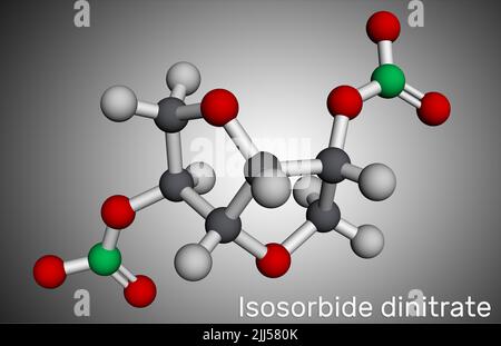 Isosorbide dinitrate, ISDN molecule. It is vasodilator used to treat ...