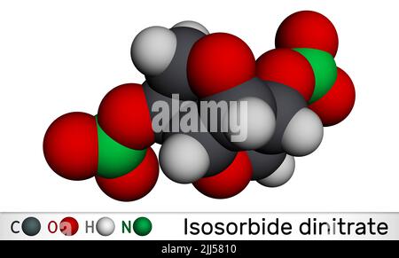 Isosorbide dinitrate, ISDN molecule. It is vasodilator used to treat ...