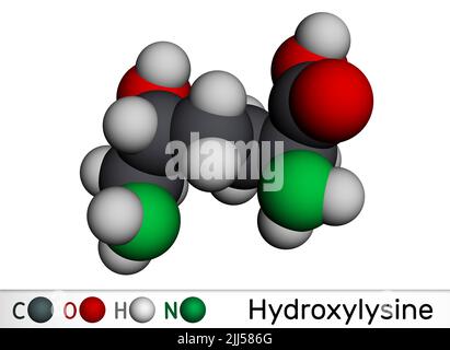 Hydroxylysine, Hyl molecule. It is amino acid, human metabolite ...