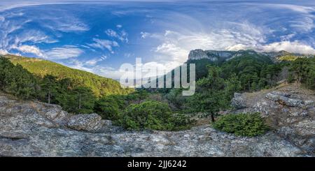 Full seamless 360 degree angle view spherical HDRi panorama of green ...
