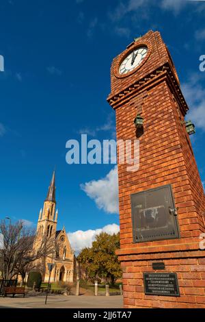 A clock tower of a rural township in the Mudgee wine region Stock Photo ...