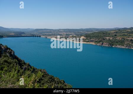 El Grado Reservoir and Hydro-electric Dam, Huesca, Spain Stock Photo ...