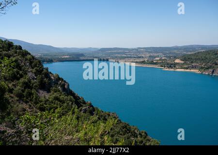 El Grado Reservoir and Hydro-electric Dam, Huesca, Spain Stock Photo ...