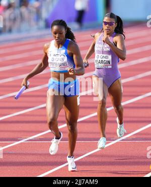 Great Britain's Nicole Yeargin during the Women’s 4x400m Heats on day ...