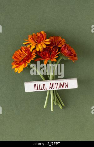 Hello fall message Stock Photo - Alamy