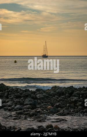Cala en Brut beach in Menorca. Its main characteristic feature is the ...
