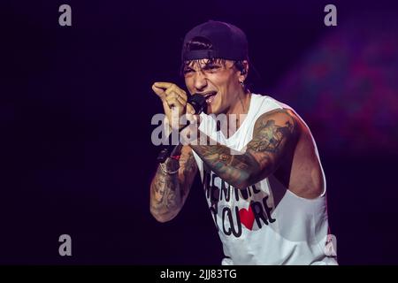 Ultimo performs live on stage during Stadi 2022 at San Siro Stadium on ...