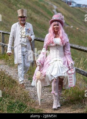 Steampunks attend the Whitby Steampunk Weekend, in Whitby, Yorkshire ...