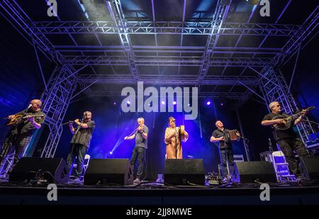 Traditional Irish band, Dervish playng live on stage at the ...