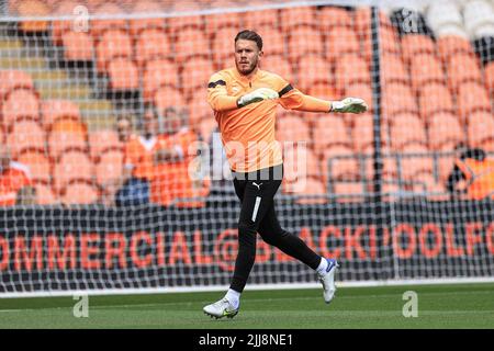 Chris Maxwell #1 of Blackpool during the pre-game warmup in , on 8/6 ...