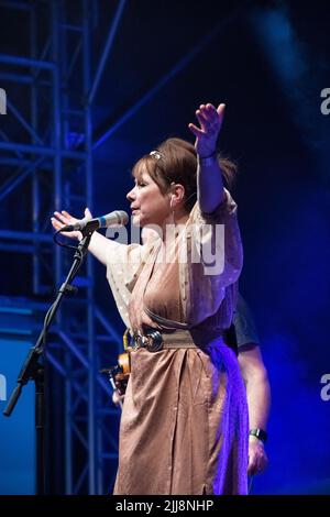 Traditional Irish band, Dervish playng live on stage at the ...