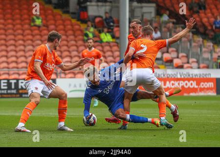 Callum Connolly #2 of Blackpool tackles Dele Alli #36 of Everton Stock ...