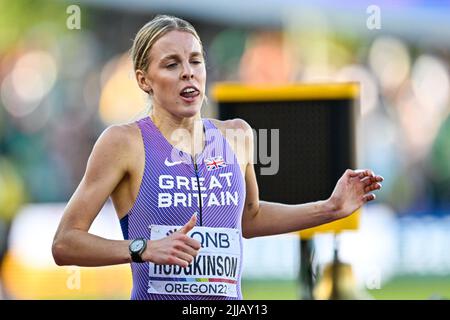 Keely Hodgkinson of England competing in the women’s 800m final at the ...